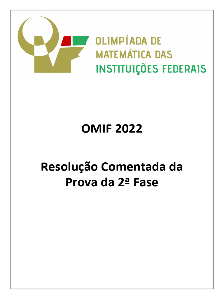 Resolução da Prova OMIF 2022 | PDF | Números | Contradição