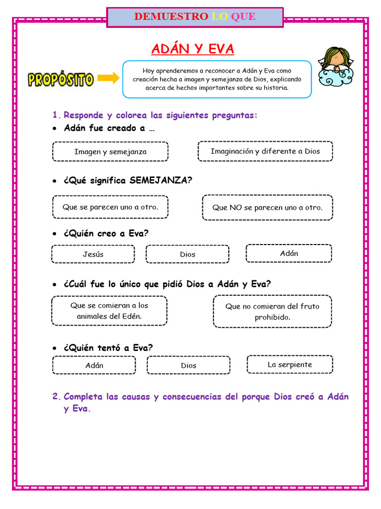 01. FICHA RELIGION ADAN Y EVA | PDF | Adán y Eva | Adán