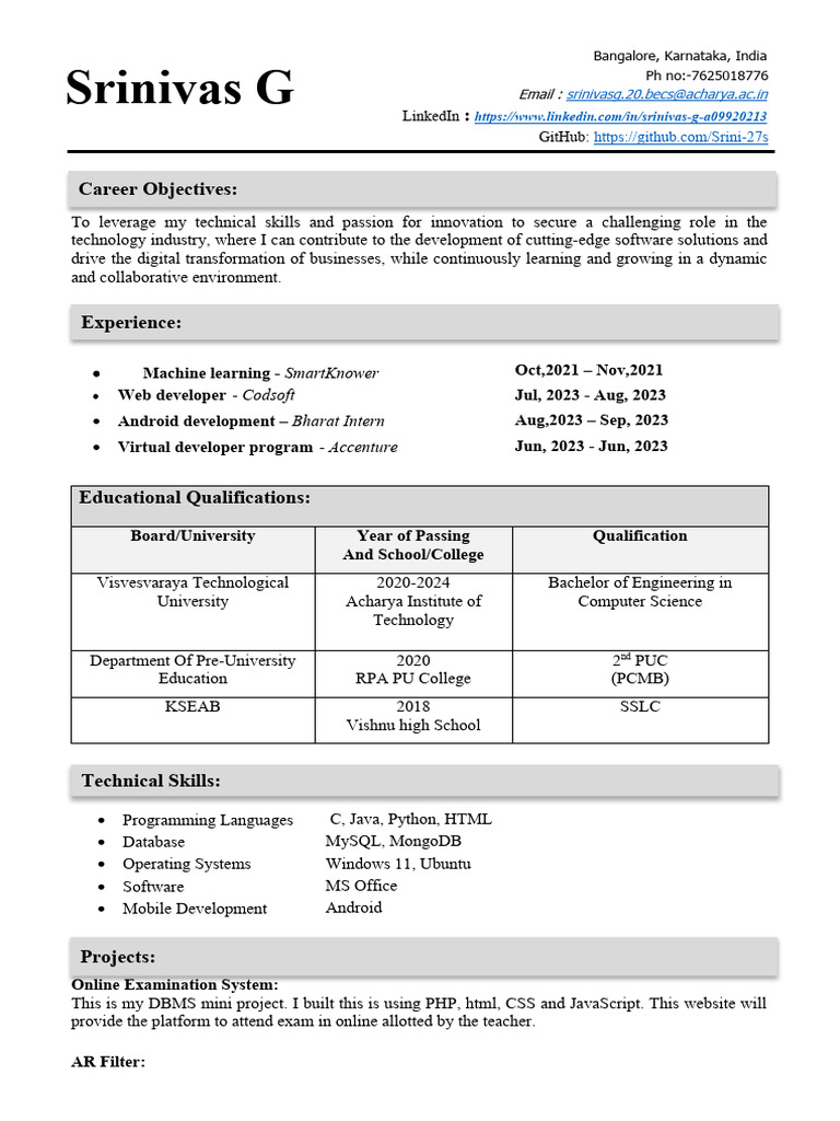 CV Srinivas Edited | Download Free PDF | Databases | Websites
