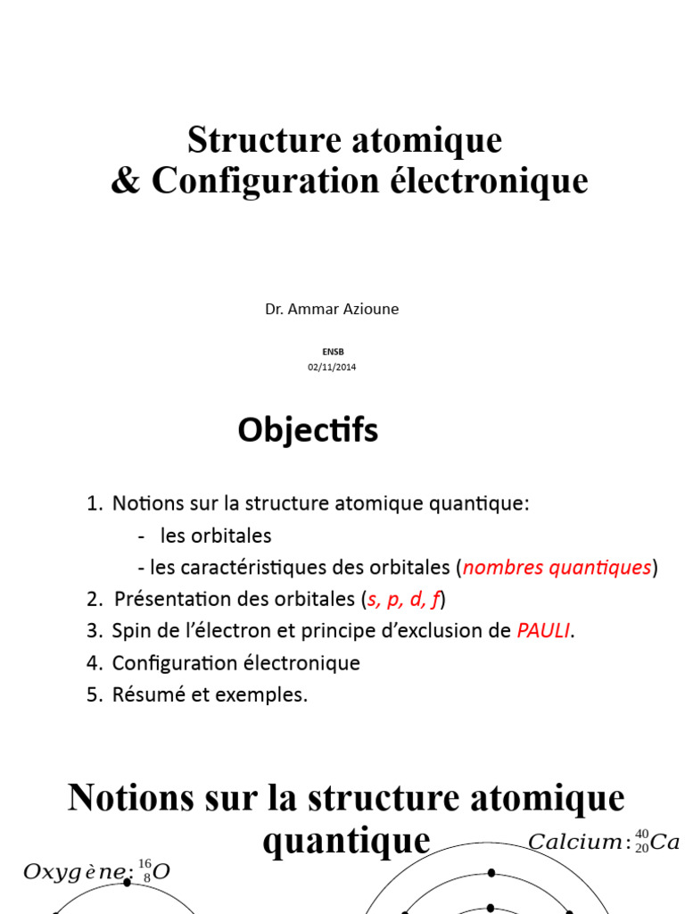 Ensb Lessons Chimie Structure Atomique | PDF | Orbitale atomique | Atomes