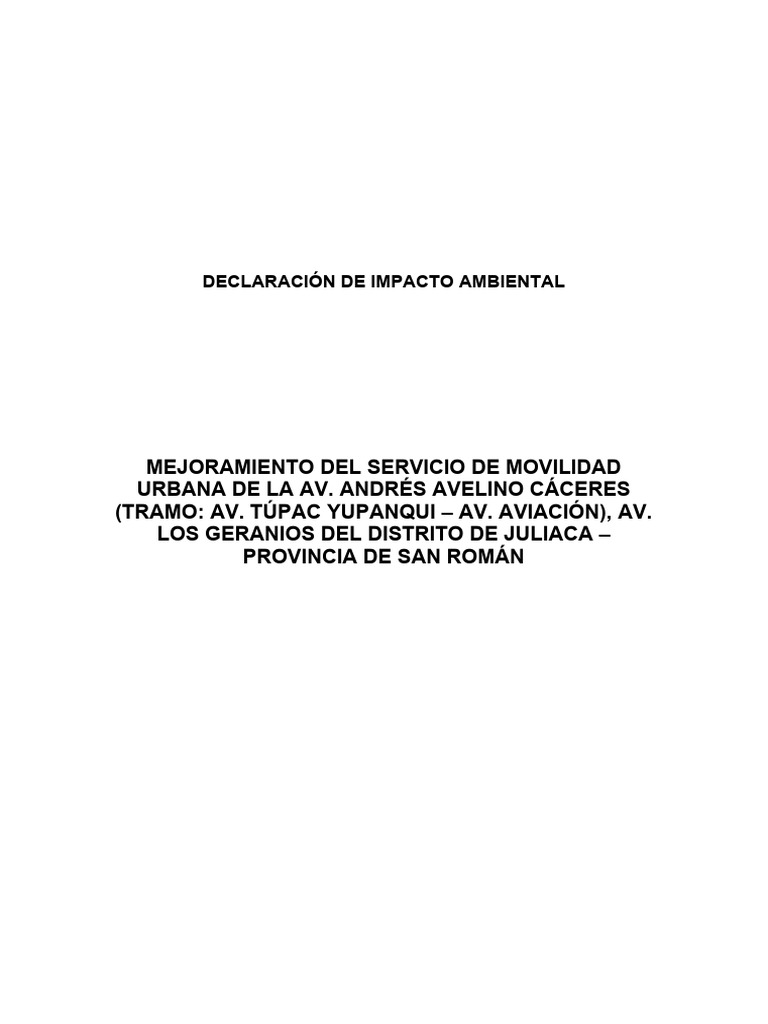 Declaración de Impacto Ambiental | PDF