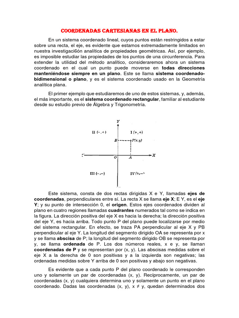 Coordenadas Cartesianas en El Plano | PDF | Sistema de coordenadas ...