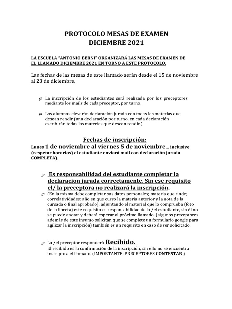 PROTOCOLO MESAS Diciembre 2021 | PDF