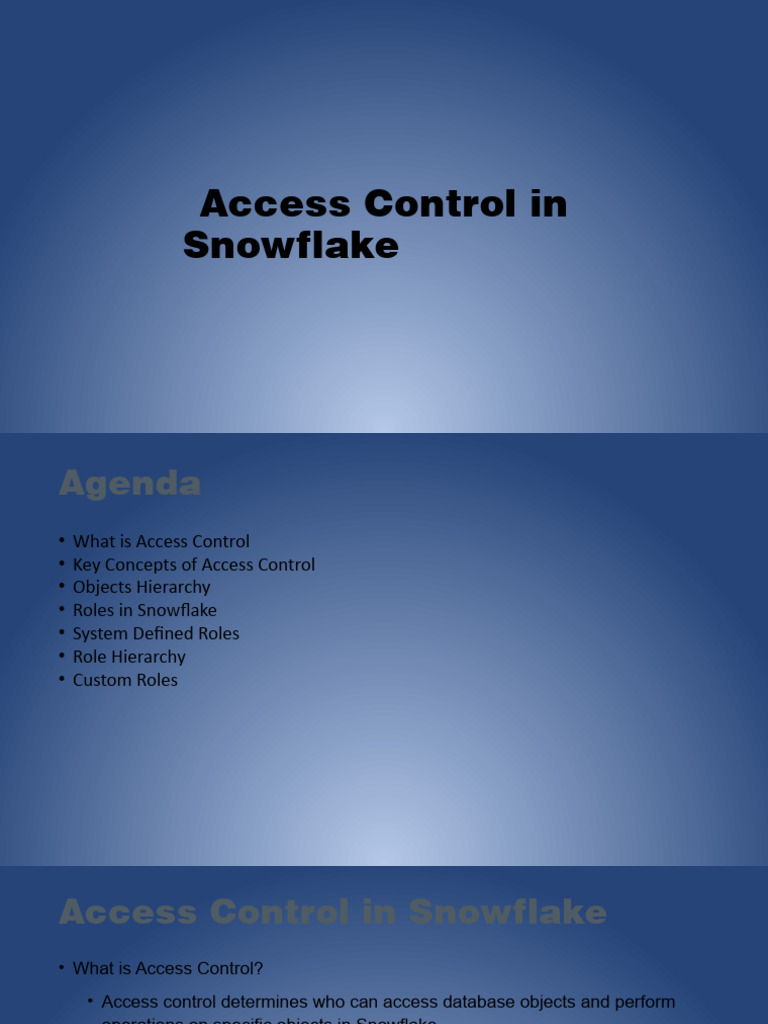 Snowflake Access Control Guide | PDF | Computer Access Control | Computing