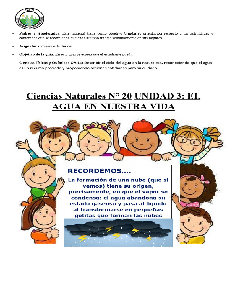 Guía Escolar: Ciclo del Agua en Ciencias | PDF | Agua | El ciclo del agua