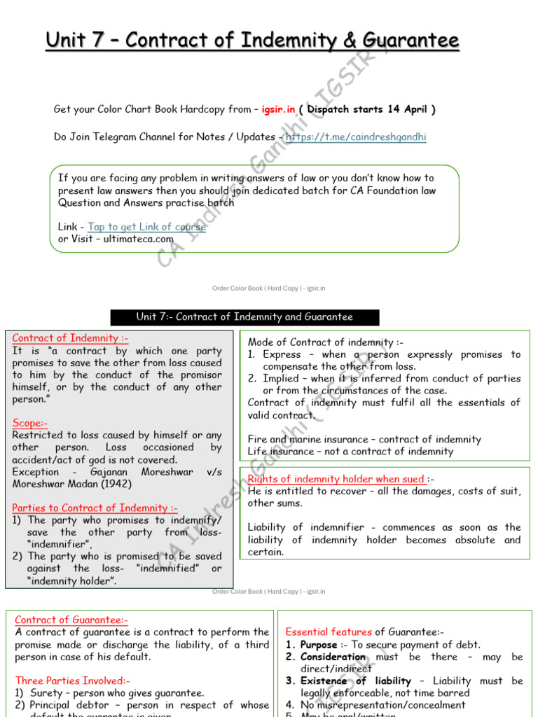Unit 7 ICA Charts | PDF | Guarantee | Business Law