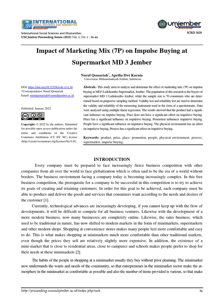 Impact_of_Marketing_Mix_7P_on_Impulse_Buying_at_Su | PDF | Convenience ...