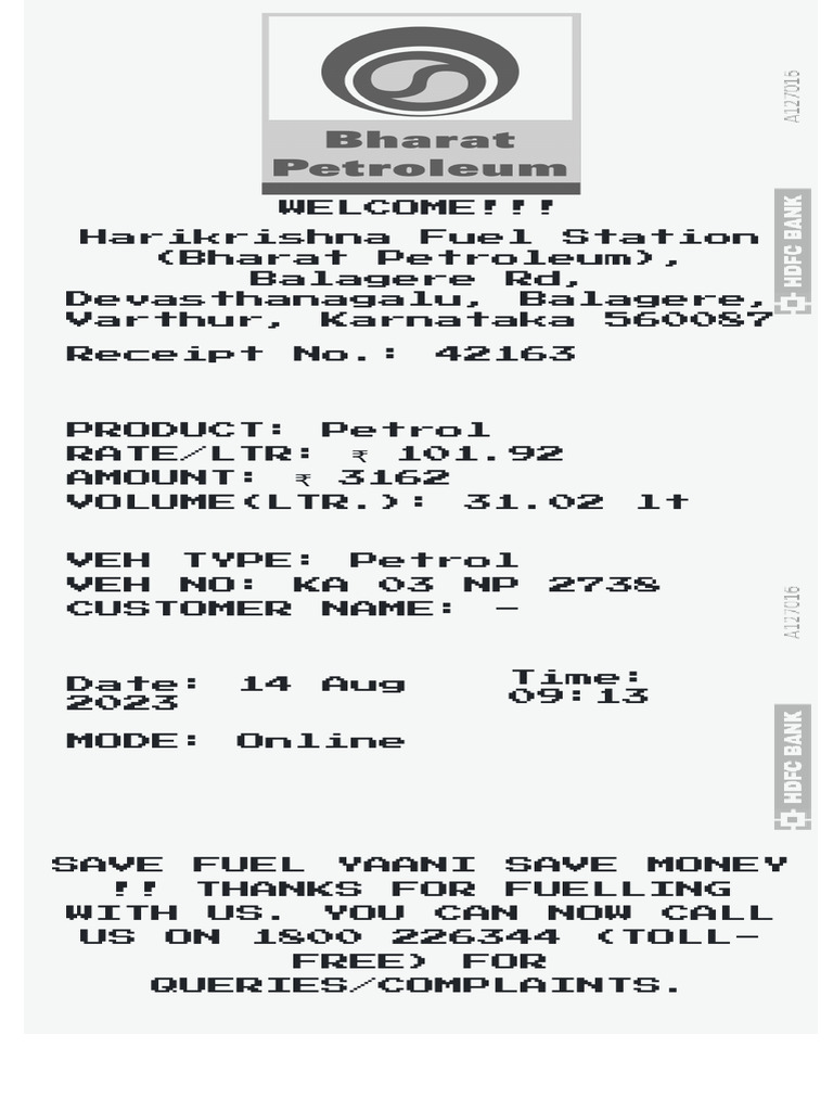 Fuel Bill Template 3augnew | PDF