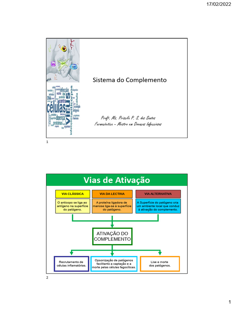 Aula 3 - Sistema Do Complemento | PDF | Sistema complementar | Biologia