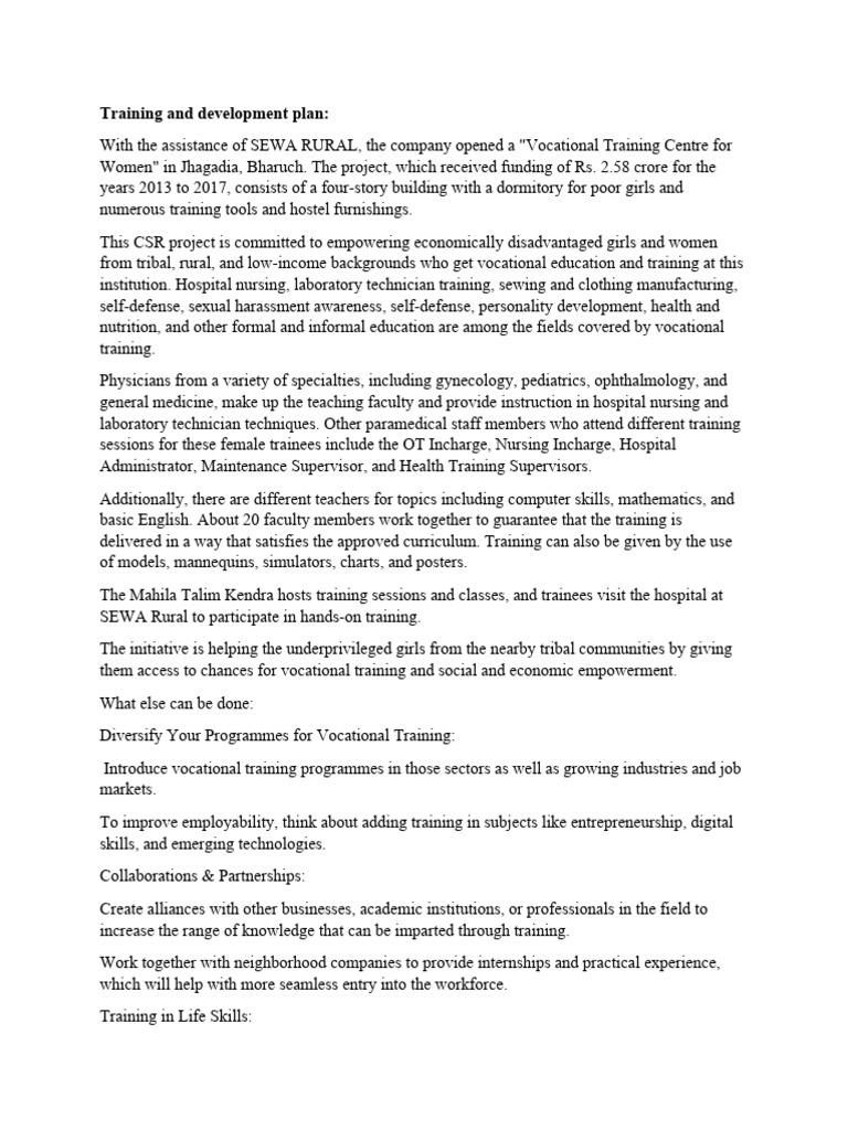 Training and Development Plan | PDF | Mentorship | Learning