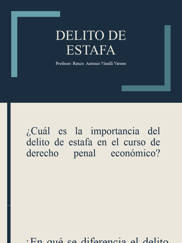 Delito de Estafa: Definición y Elementos | PDF | Intención (Derecho ...