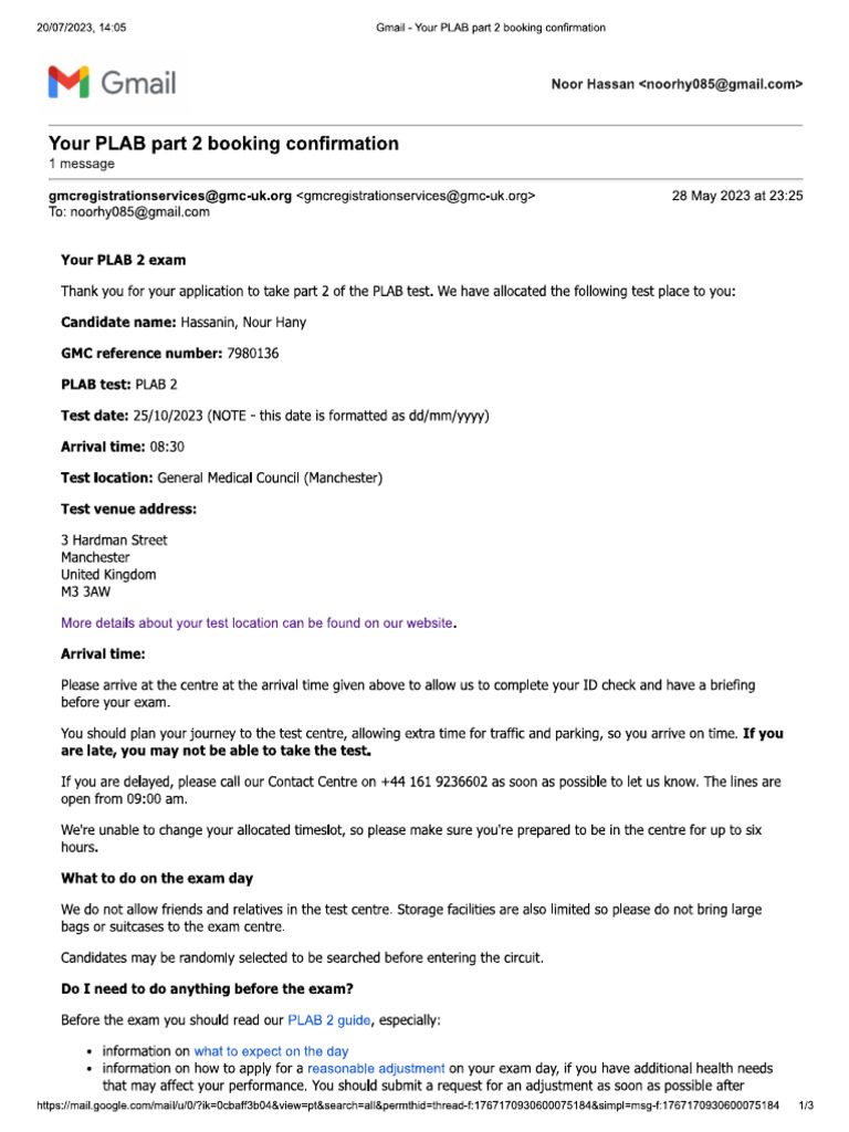 Plab 2 Confirmation | PDF