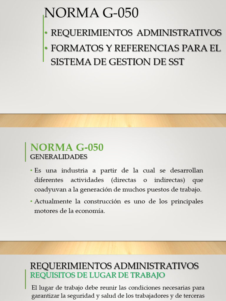 Requerimientos Administrativos: NORMA G-050 | PDF