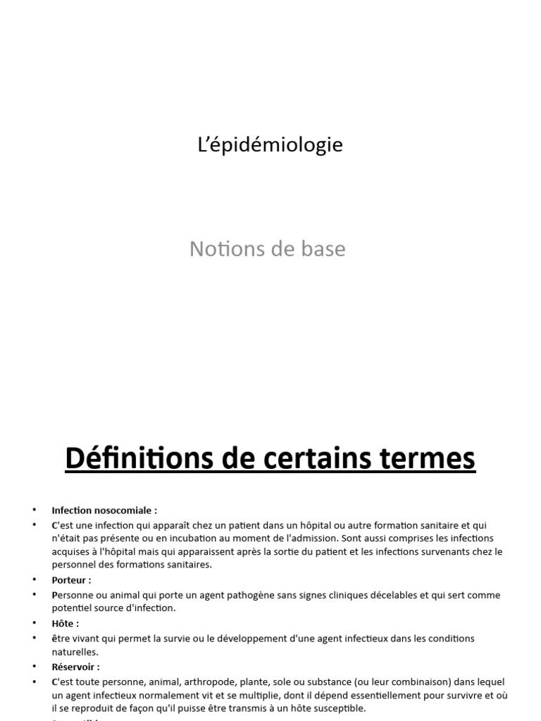 Epidemiologie Notion de Base | PDF | Infection | Épidémiologie