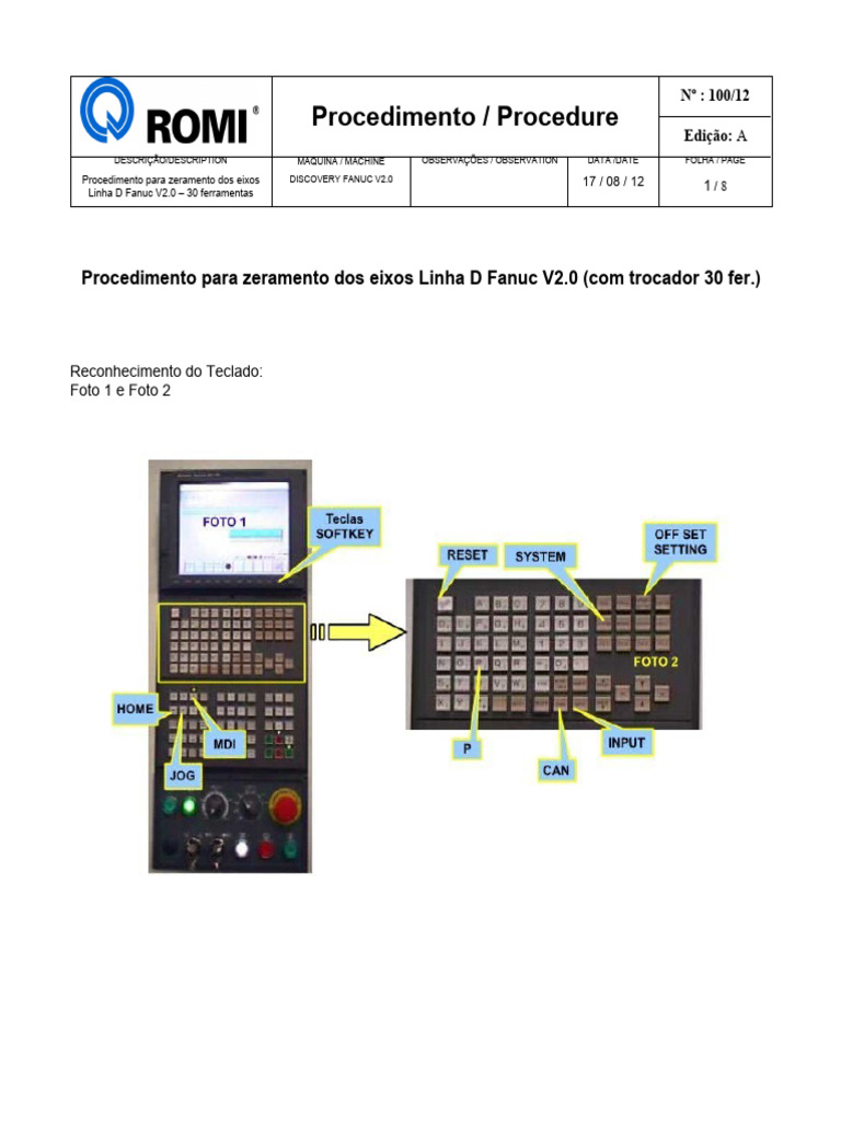 Procedimento Zeramento dos eixos - Linha D Fanuc V2.0_com 30 ferramentas | PDF | Bens ...