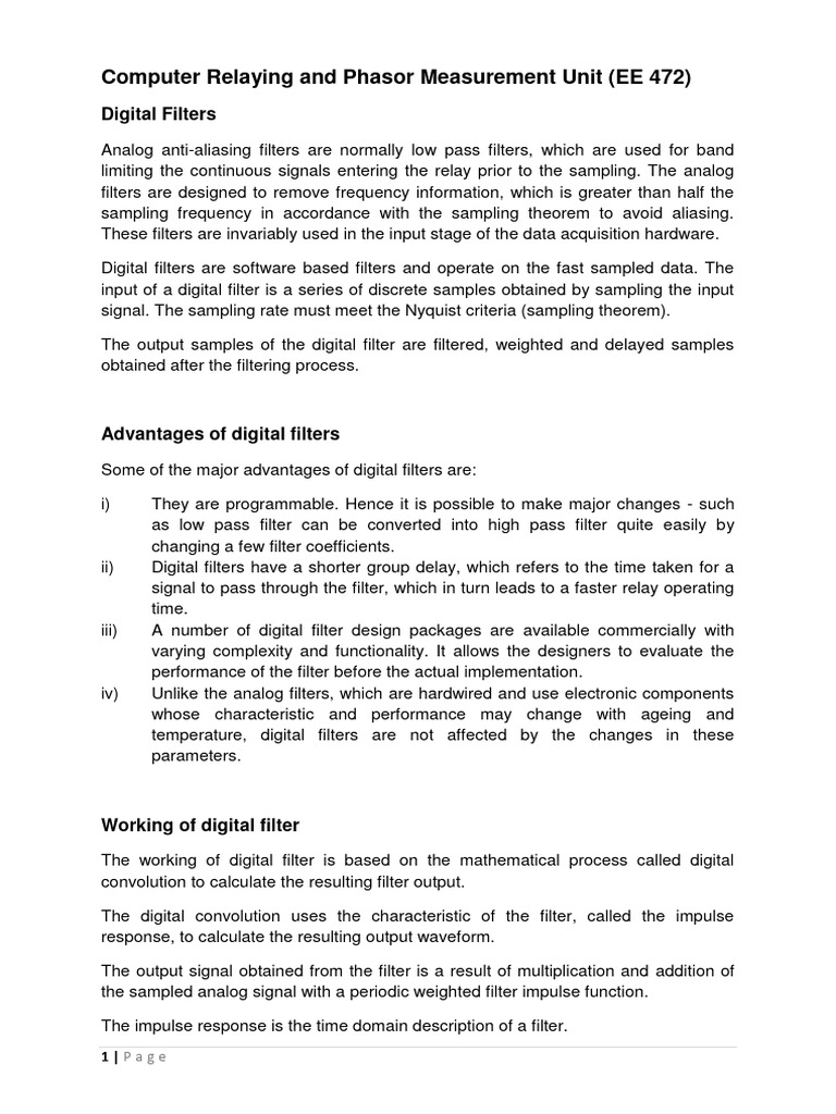 Digital Filters in Relay Systems | PDF | Filter (Signal Processing ...