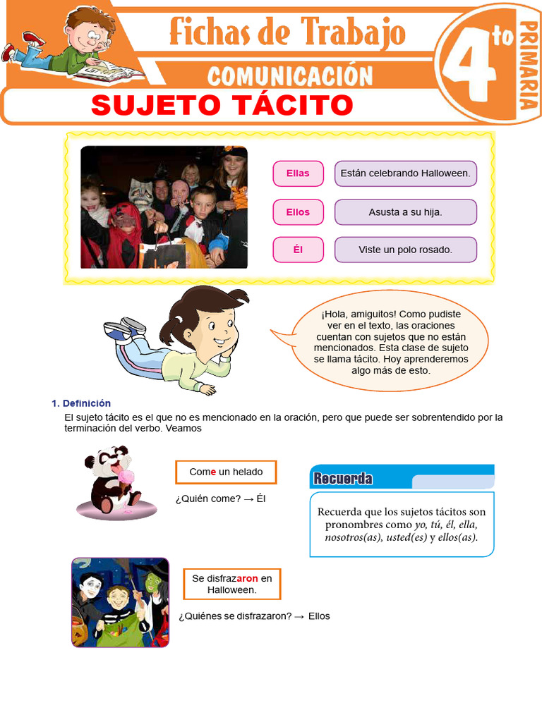 Ejercicios y Conceptos de Sujeto Tácito | PDF | Asunto (gramática ...