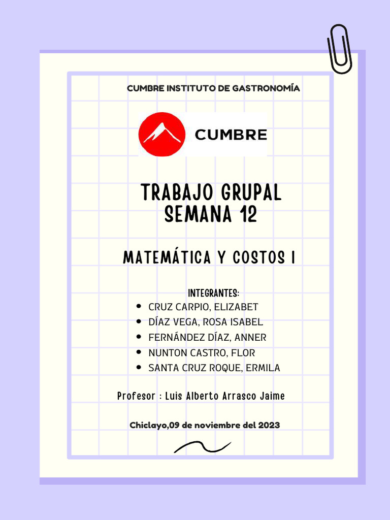 MATEMATICA (S12) - Trabajo Grupal | PDF | Volumen | Matemática Elemental