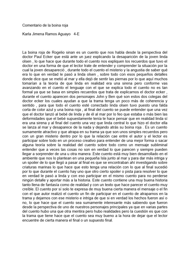 Comentario de La Boina Roja | PDF | Verdad