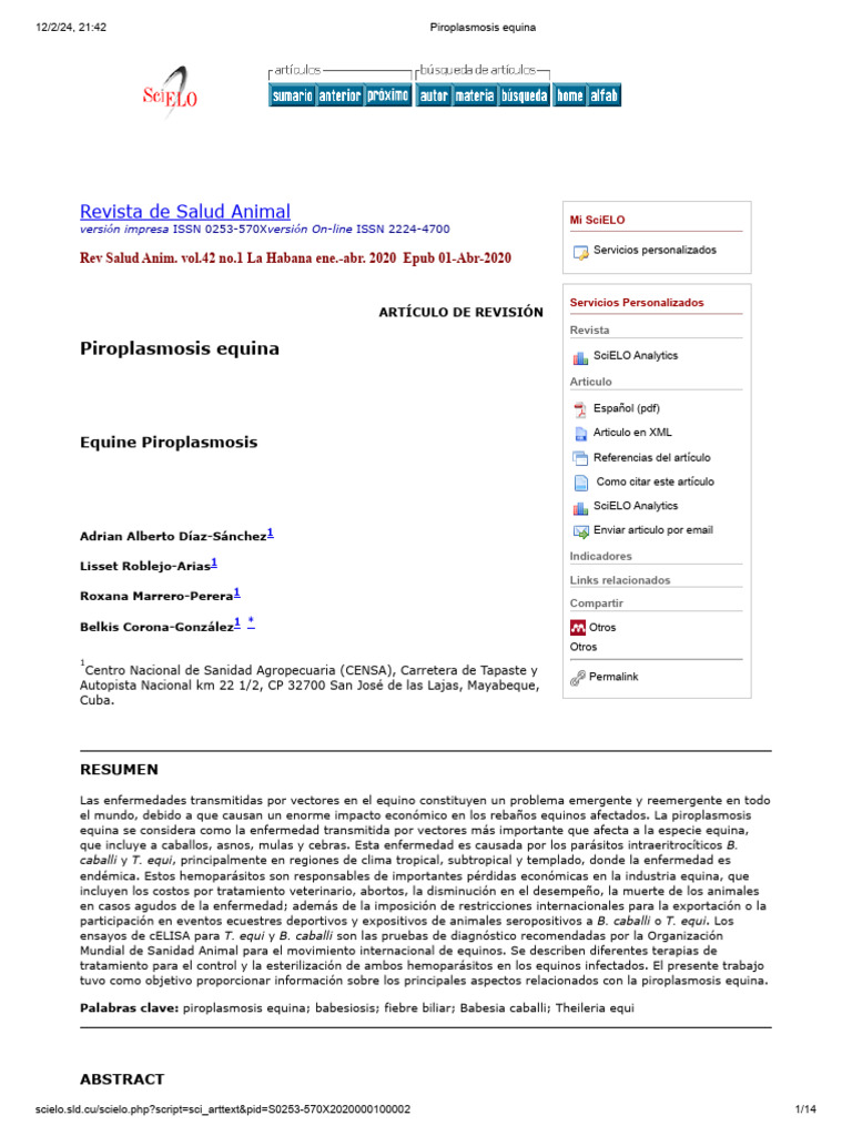 Piroplasmosis Equina | PDF | Sistema inmune | Infección