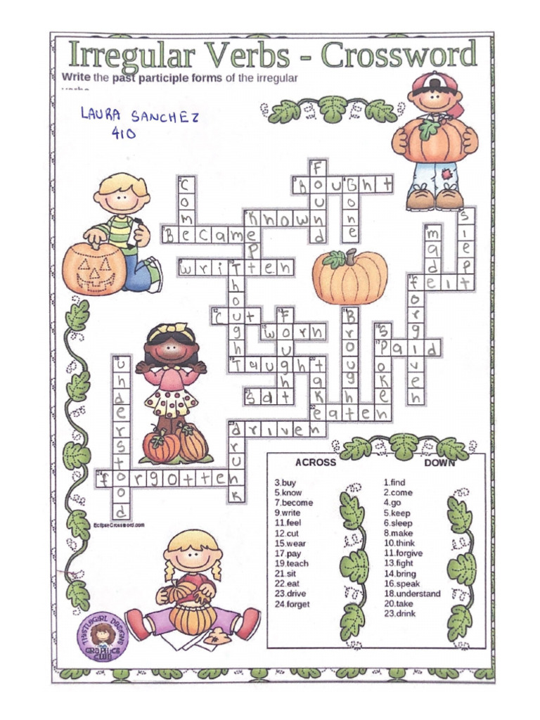 Irregular Verbs Crossword | PDF