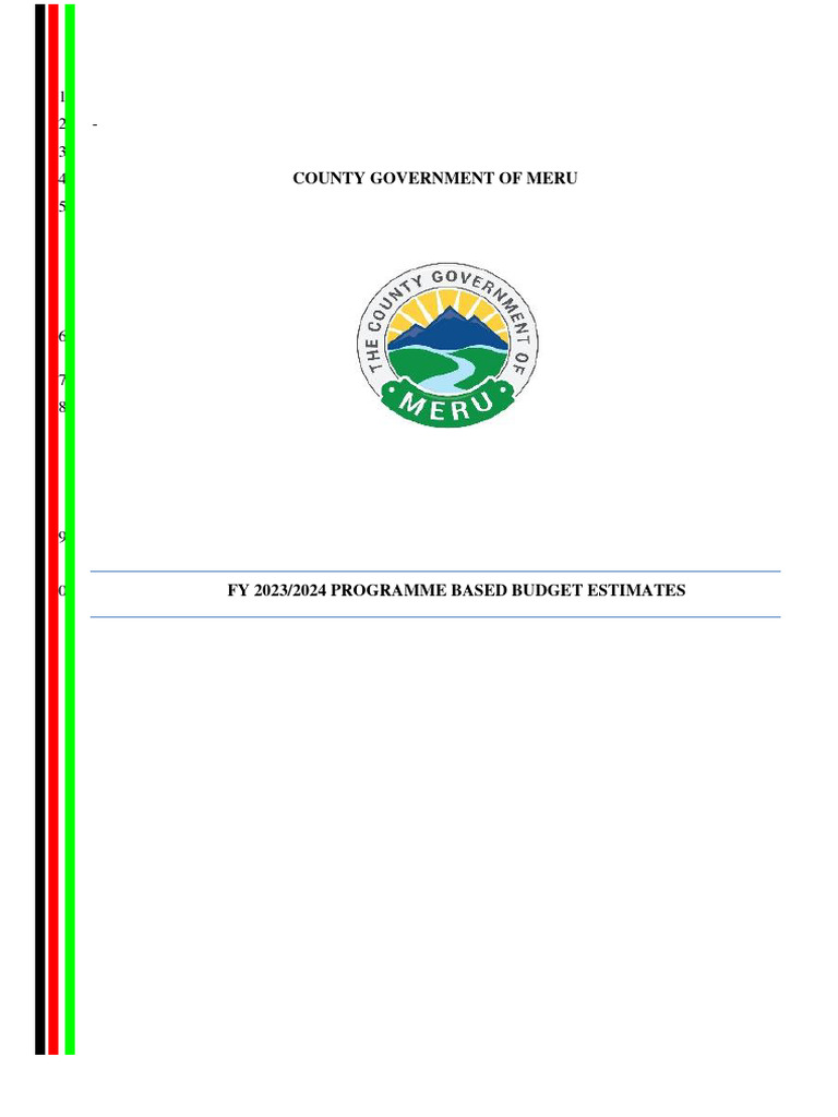 Meru County FY 2023/2024 Budget Estimates | PDF | Budget | World Bank