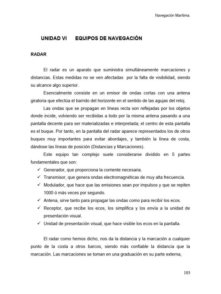 Capítulo 6 Equipos de Ayuda de Navegacion | PDF | Radar | Navegación