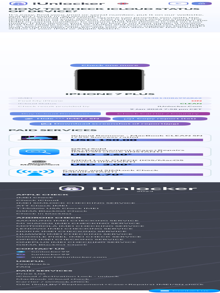 Check ICloud Status and Find My Iphone Online Checker | PDF | I Cloud ...