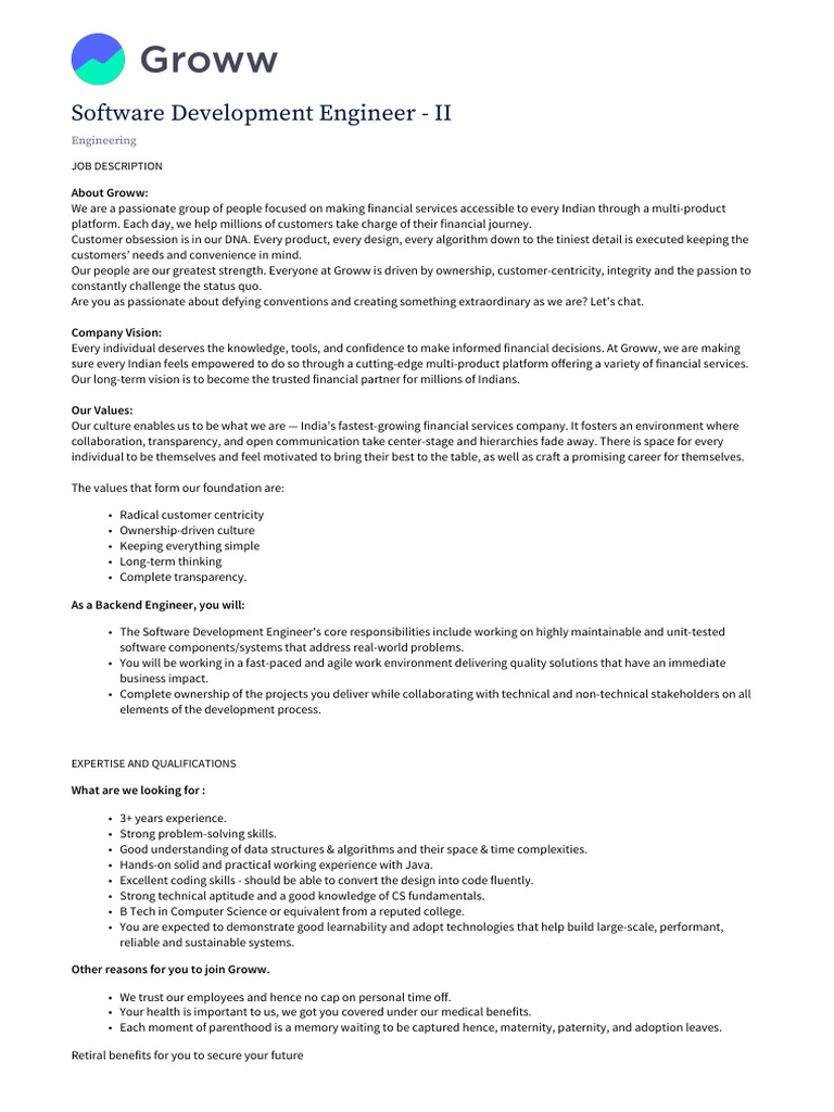 Software Development Engineer - II | PDF | Computing