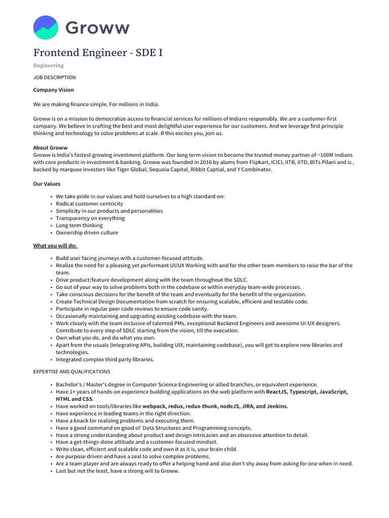 Frontend Engineer - SDE I | PDF | Software Engineering | Computing