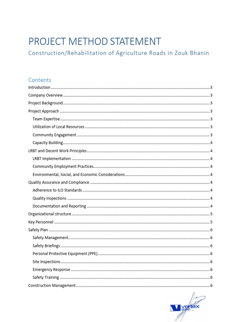 Project Method Statement | PDF | Road | Concrete