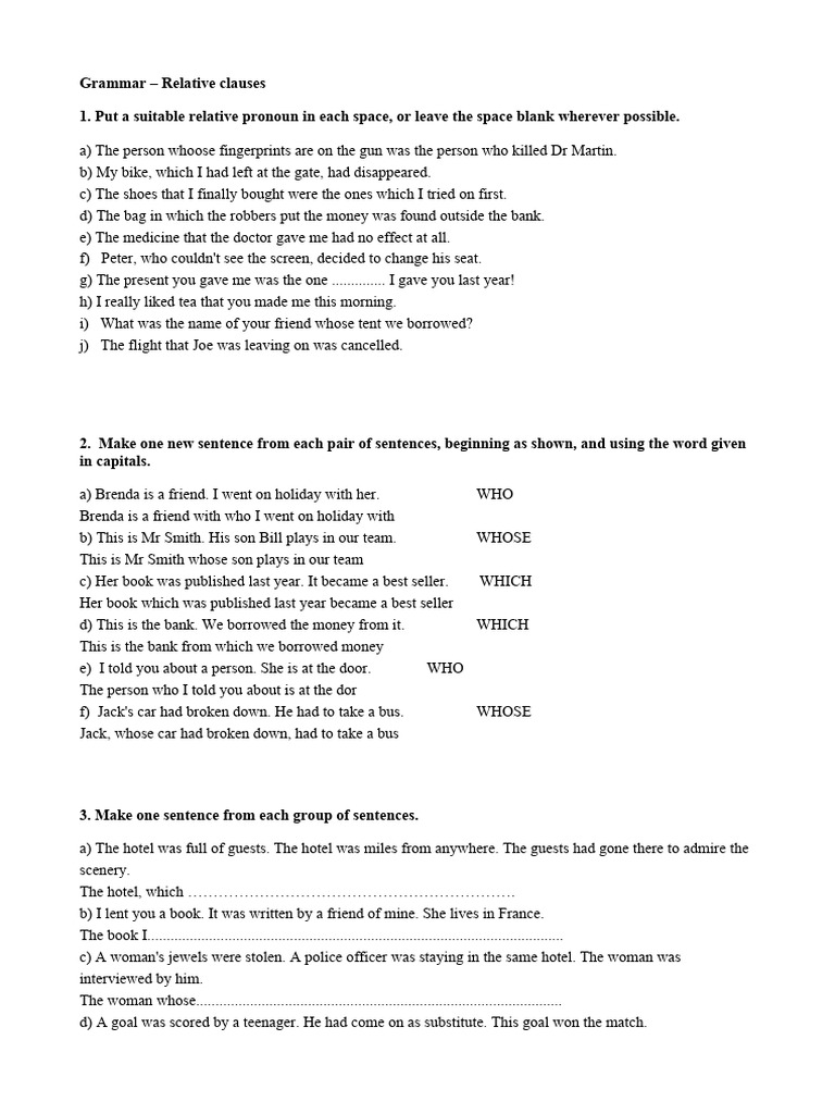 Grammar - Relative Clauses | PDF | Syntax | Linguistics