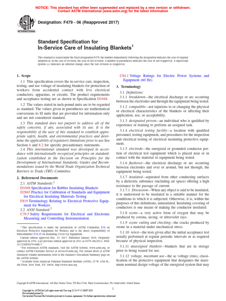 Astm F479-06 (2017) | PDF | Insulator (Electricity) | Voltage