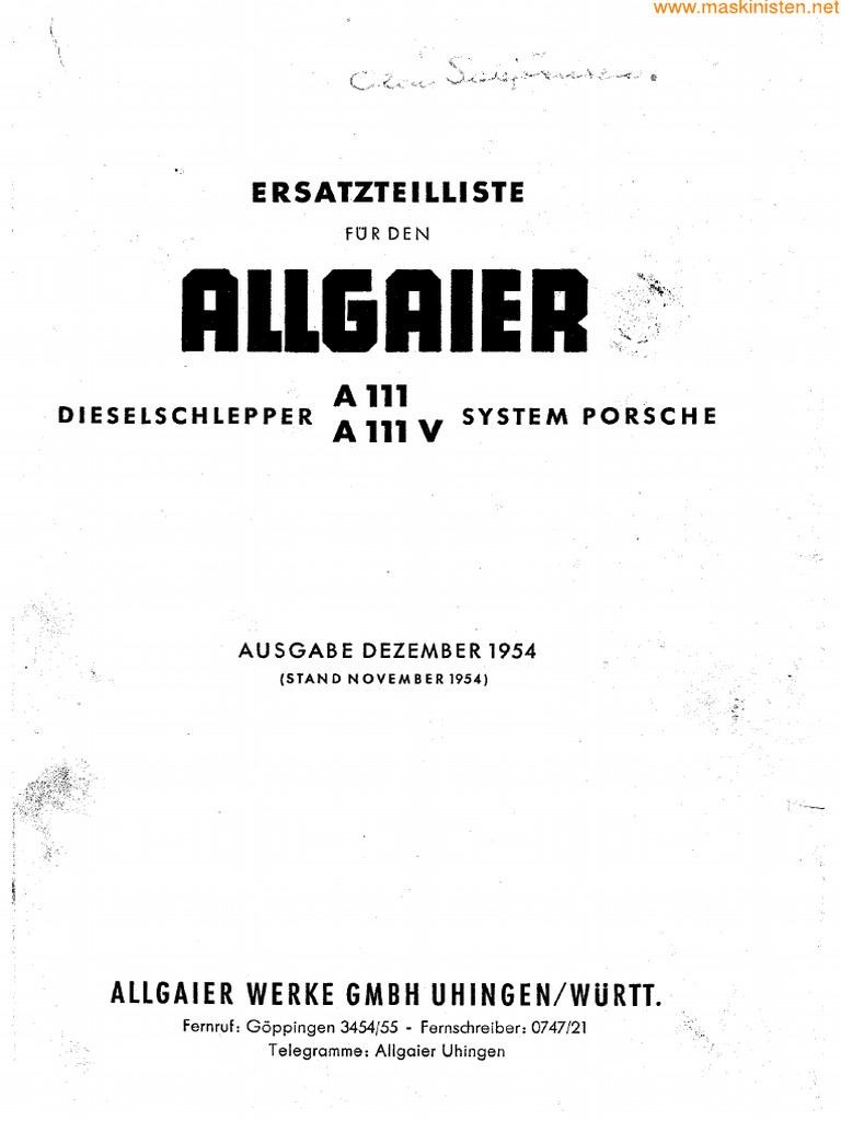 Allgaier A111-A111v Reservdelar Sec Wat | PDF