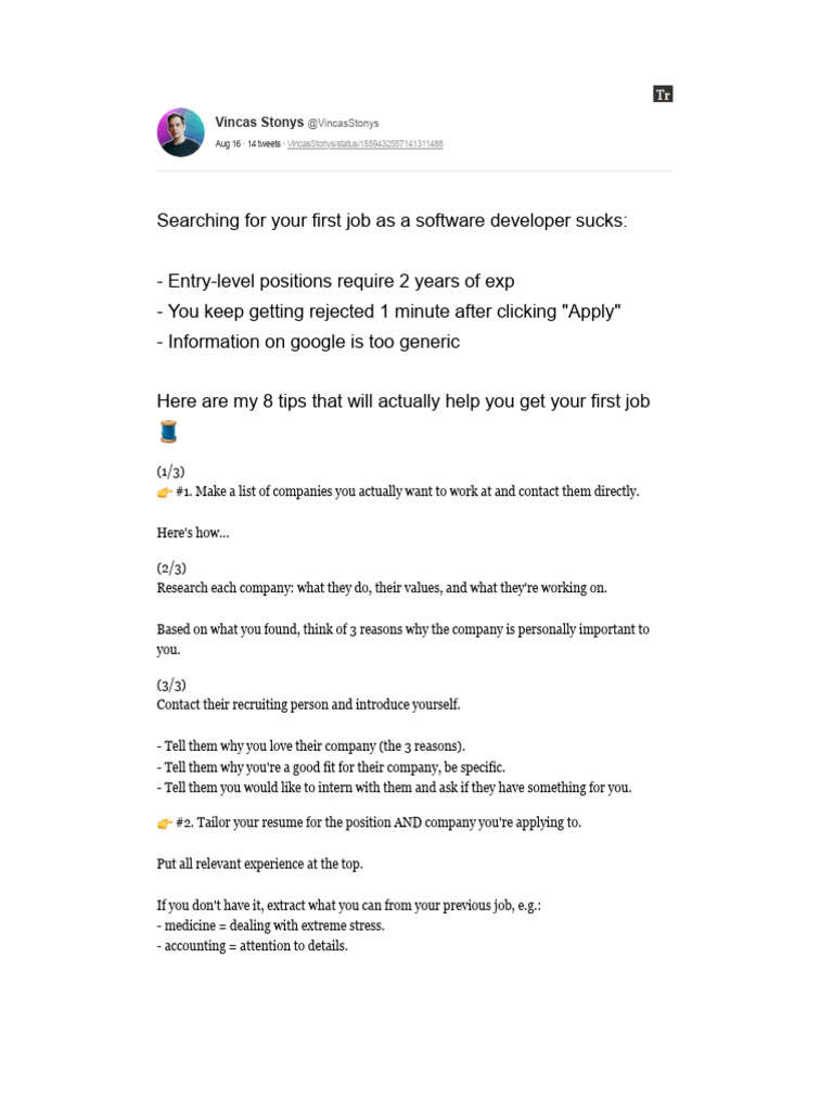 Bonus 8 Tips For Getting A Job A Junior Developer | PDF | Linked In ...