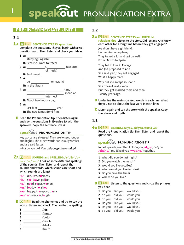Speakout Pronunciation Extra Pre-Intermediatewith Key | Download Free PDF | Human Voice | Phonetics