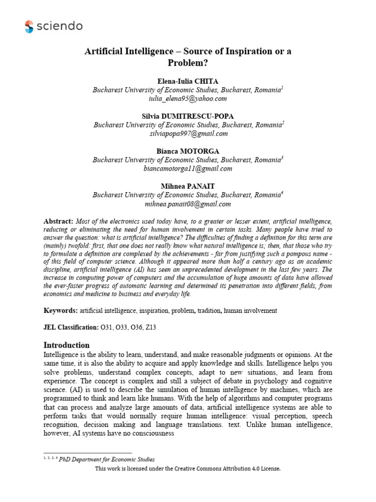 Artificial Intelligence - Source of Inspiration or | PDF | Artificial ...
