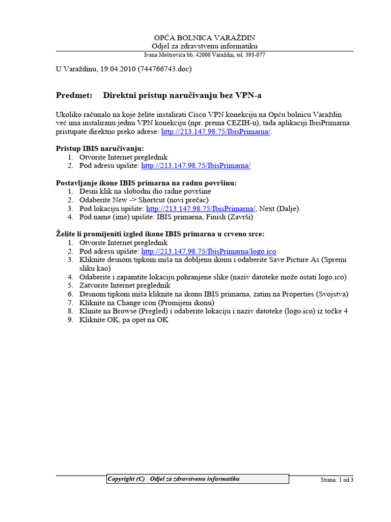 Upute VPNKlijent Primarna | PDF