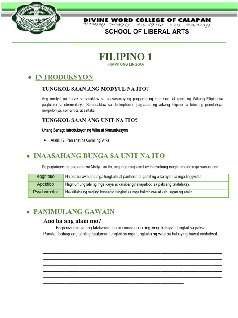 Filipino 1 Module 7 1 1 | PDF Filipino 1 Module 7 1 1 | PDF