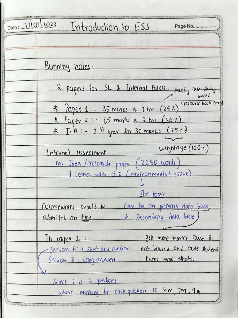 Ess SL Unit 1 Class Notes | PDF