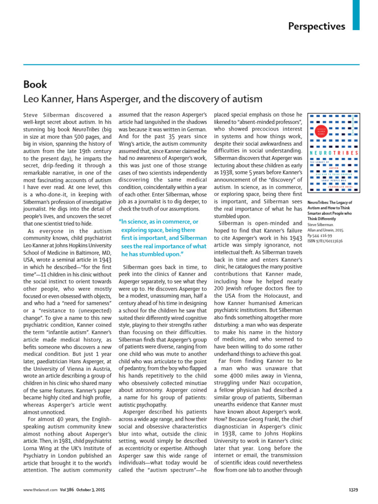 E-BOOK - NEUROTRIBES - Leo Kanner, Hans Asperger, and The Discovery of ...