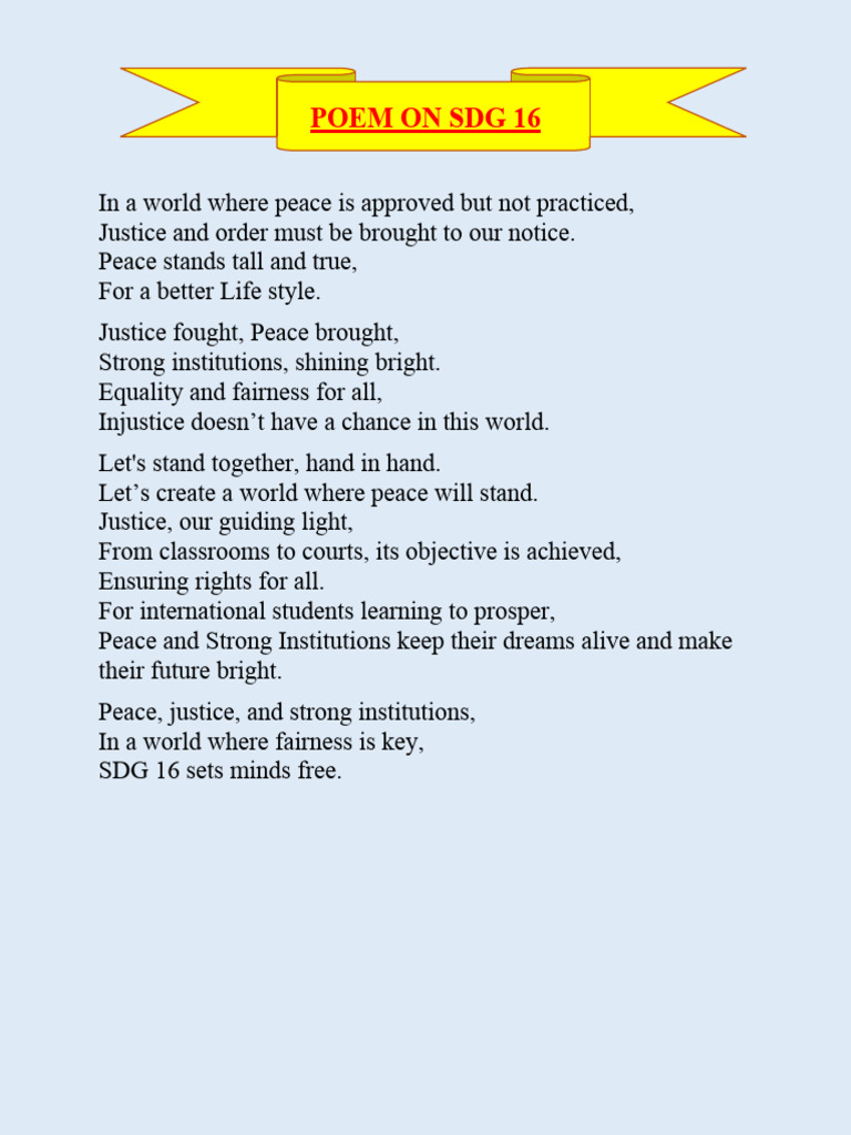 Poem On SDG 16 | PDF