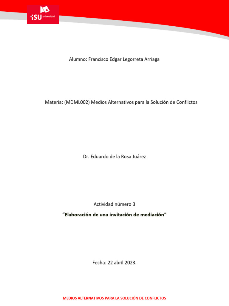 TES3 Legorreta Arriaga | PDF | Mediación | Justicia