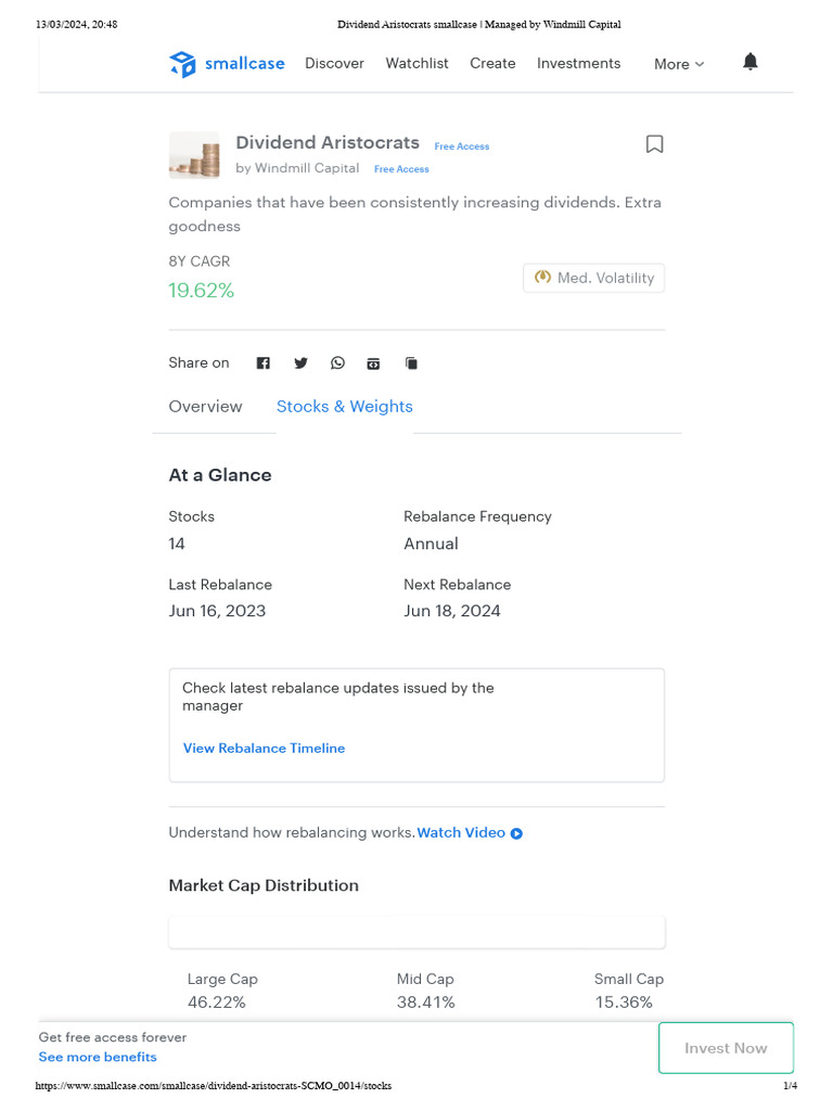Dividend Aristocrats Smallcase - Managed by Windmill Capital | PDF ...