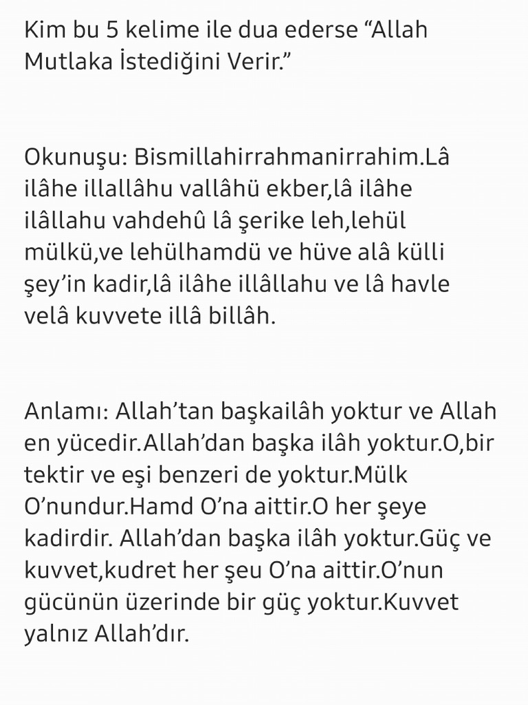 Dua Kabulu 5 Kelim - 240414 - 221916 | PDF