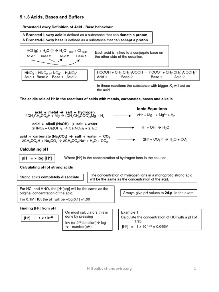 5.1.3 Revision Guide Acids Bases and Buffers | PDF | Buffer Solution | Acid