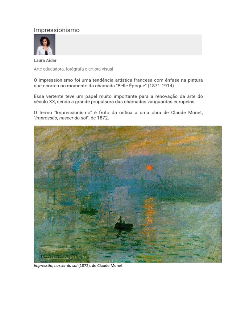 Impressionismo 1 | PDF | Impressionismo | Claude Monet