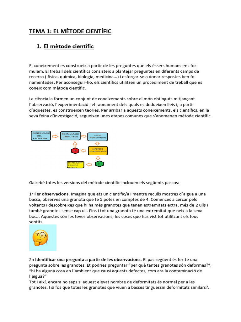 TEMA 1 El Mètode Científic | PDF