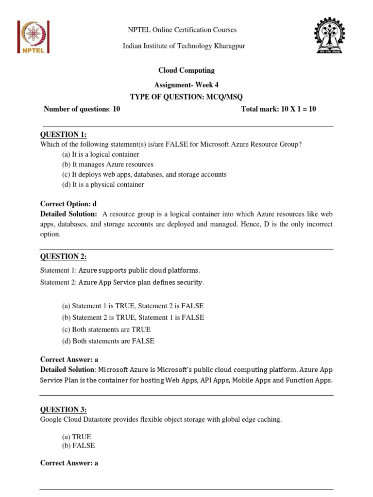 Assignment 4 Solution | PDF | Microsoft Azure | Cloud Computing
