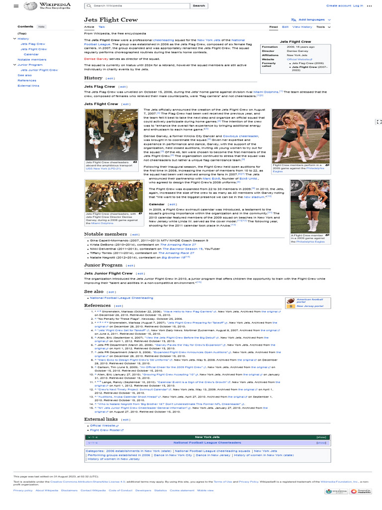 Jets Flight Crew - Wikipedia | PDF | American Football League Teams ...